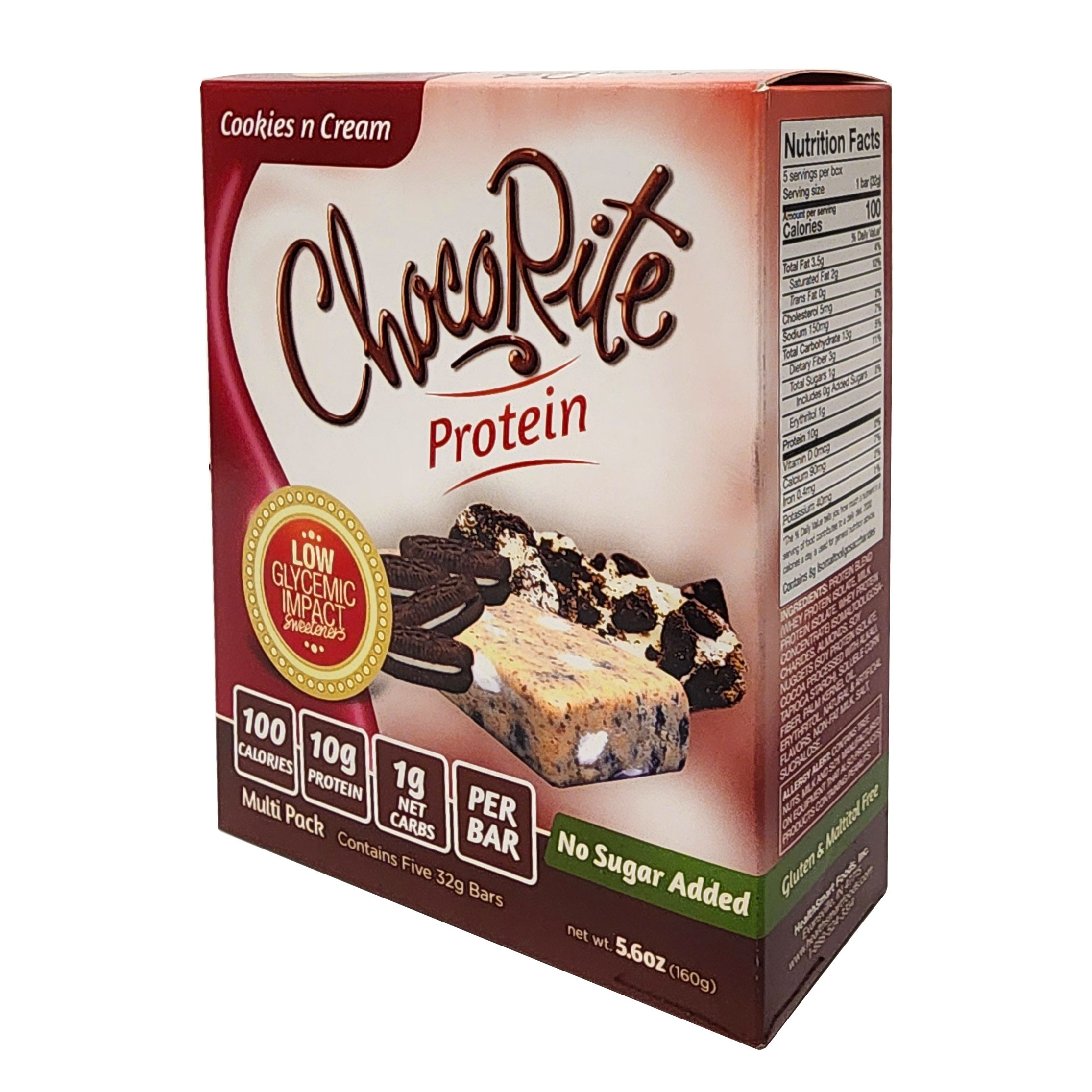 ChocoRite Cookies n Cream Protein Bars Box of 5
